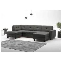 Wohnlandschaft Home Affaire "Varese", grau (anthrazit), B:304cm H:91cm T:170cm, Sofas, Wohnlandschaft, wahlweise mit Bettfunktion und Bettkasten