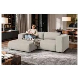 Ecksofa OTTO HOME "TIARRA Design-Sofa mit Ottomane recht/links bestellbar, Breite 241 cm", beige, B:241cm H:76cm T:168cm, 100% Polyester, Sofas, Ecksofa, L-Form mit hochelastischer Schaum und Wellenunterfederung