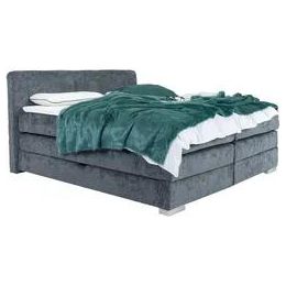 Boxspringbett Home Affaire "Juliste inkl. Bettkasten und PUR-Schaum-Topper", grau (dunkelgrau), B:167cm L:215cm, 100% PES, Komplettbetten, Boxspringbett, erh&auml;ltlich in den Breite 160, 180 & 200cm