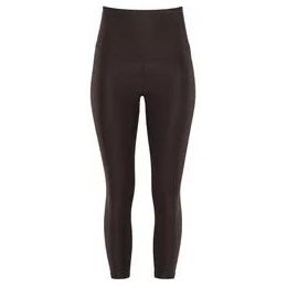 Leggings WINSHAPE "7/8-Tights HWL317C", Damen, Gr. XS, Normalgr&ouml;&szlig;en, espresso, 85% Polyester, 15% Elasthan, Hosen Leggings, mit V-Shape Applikation und Core-Bund