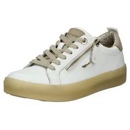Sneaker Tamaris "Tamaris Sneaker Leder/Textil", Damen, Gr. 40, beige (wei&szlig;, beige), Leder, Textil, Schuhe Sneaker