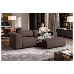 Ecksofa OTTO HOME "TIARRA Design-Sofa mit Ottomane recht/links bestellbar, Breite 241 cm", braun, B:241cm H:76cm T:168cm, 100% Polyester, Sofas, Ecksofa, L-Form mit hochelastischer Schaum und Wellenunterfederung