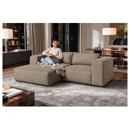 Ecksofa OTTO HOME "TIARRA Design-Sofa mit Ottomane recht/links bestellbar, Breite 241 cm", braun, B:241cm H:76cm T:168cm, 100% Polyester, Sofas, Ecksofa, L-Form mit hochelastischer Schaum und Wellenunterfederung