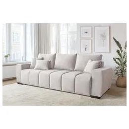 Schlafsofa Home Affaire "Bello, B: 239 cm, Liegefl. 142x194 cm", beige, B:239cm, 100% Polyester, Sofas, Schlafsofa, Bettfunktion, Bettkasten & 2 Zierkissen, Federkern