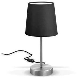 B.K.LICHT Tischleuchte, schwarz, 1, &Oslash; 10cm H: 30,8cm, Leuchten, LED Nachttischlampe mit Schalter E14 IP20 Stoff taupe matt-nickel, Tischleuchte