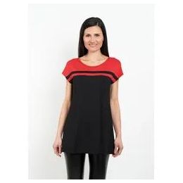 T-Shirt Seidel Moden "Exklusiv bei OTTO", Damen, Gr. 48, rot, Jersey, Obermaterial: 94% Viskose, 6% Elasthan, colorblocking, unifarben mit Farbeins&auml;tzen, normal Po-bedeckend, Rundhals, Shirts T-Shirt, Long-Top mit Colorblocking - MADE IN GERMANY