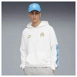 Hoodie Puma "Olympique de Marseille KING Hoodie Herren", Herren, Gr. S, wei&szlig; (wei&szlig; gold), Obermaterial: 68% Baumwolle, 32% Polyester. Rippe: 3% Elasthan, 97% Baumwolle. Besatz: 100% Polyester, normal, Sweatshirts Hoodie