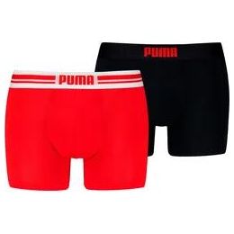 Boxershorts Puma "Puma MEN EVERYDAY PLACED LOGO BOXERS 2P", Herren, Gr. XXL, rot (rot, schwarz), Jersey, Obermaterial: 95% Baumwolle, 5% Elasthan, unifarben mit Farbeinsatz, normal, Unterhosen, mit Logo Webbund