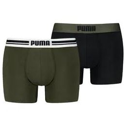 Boxershorts Puma "Puma MEN EVERYDAY PLACED LOGO BOXERS 2P", Herren, Gr. XL, gr&uuml;n (forest), Jersey, Obermaterial: 95% Baumwolle, 5% Elasthan, normal, Unterhosen, mit Logo Webbund
