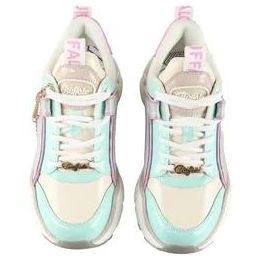 Trainingsschuh Buffalo "Buffalo BINARY GLAM", Damen, Gr. 38, grau, aqua, pink, Polyurethan, Schuhe