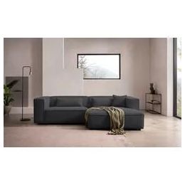 Ecksofa "PIARA mit Kedernaht, Cord, Leinenoptik o. Strukturstoff, Couch, L-Form", anthrazit, B:267cm H:66cm T:167cm, 100% Polyester, LeGer Home by Lena Gercke, Sofas, Ecksofa, wahlweise Ottomane rechts/links, schwarze F&uuml;&szlig;e, bequemer Sitzkomfort