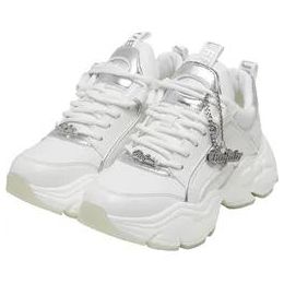 Trainingsschuh Buffalo "Buffalo BINARY GLAM", Damen, Gr. 39, wei&szlig;, silber, Polyurethan, Schuhe