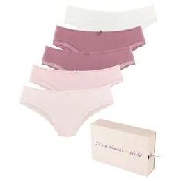 Jazz-Pants Slips Lascana, Damen, Gr. 48/50, rosa (rose), Single Jersey, Obermaterial: 95% Baumwolle, 5% Elasthan, unifarben, k&ouml;rpernah, Unterhosen, aus elastischer Baumwolle mit zarter Spitze, mit Aufbewahrungsbox