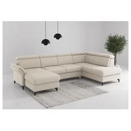 Sit & More Wohnlandschaft SIT & MORE "Glendale, U-Form", creme, B:321cm H:84cm T:193cm, 95% Polyester, 5% Polyamid, Sofas, Wohnlandschaft, inkl. Kopfteilverstellung,wahlweise mit Vorziehsitz und Bettkasten