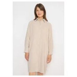 Blusenkleid Cecil, Damen, Gr. L (42), US-Gr&ouml;&szlig;en, oat milk beige, Cord, 90% Polyester, 10% Nylon, unifarben, comfort fit knielang, V-Ausschnitt, Manschette, Kleider Blusenkleid, mit Knopfleiste