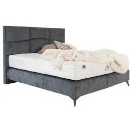 Boxspringbett Home Affaire "Violette erh&auml;ltlich in den Breite 160, 180 & 200cm", dunkelgrau, B:189cm L:212cm, 100% PES, Komplettbetten, Boxspringbett, inkl. Topper und extra dicker Taschen-Federkernmatratze