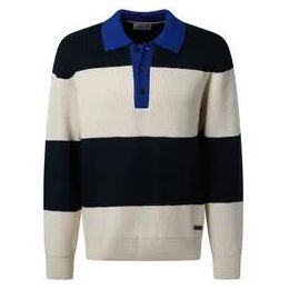 Strickpullover Pierre Cardin, Herren, Gr. 3XL, blau (salute), Strick, Obermaterial: 75% Baumwolle, 25% Polyamid, colorblocking, normal normal, ohne Ausschnitt, B&uuml;ndchen, Pullover Strickpullover, mit Polokragen
