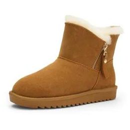 Winterboots Ara "ALASKA Short Zip", Damen, Gr. 38, cognac short zip, Lammfell, Veloursleder, unifarben, Schuhe Winterboots, Stiefel aus echtem Lammfell mit Rei&szlig;verschluss, G-Weite (weit)