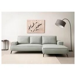 Ecksofa Home Affaire "TVINNU, L-Form, 275cm, in Cord und Leinenoptik", hellgr&uuml;n, B:275cm H:83cm T:173cm, Sofas, Ecksofa, wahlweise Recamiere rechts/links, schwarze F&uuml;&szlig;e, bequemer Sitzkomfort
