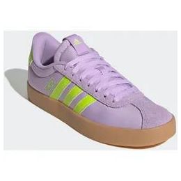 Sneaker Adidas SPORTSWEAR "VL COURT 3.0", Damen, Gr. 40,5, powder plum, solar slime, lucid lemon, Leder, Textil, Schuhe Sneaker, Design auf den Spuren des Adidas Samba