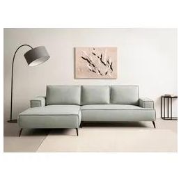Ecksofa Home Affaire "TVINNU, L-Form, 275cm, in Cord und Leinenoptik", hellgr&uuml;n, B:275cm H:83cm T:173cm, Sofas, Ecksofa, wahlweise Recamiere rechts/links, schwarze F&uuml;&szlig;e, bequemer Sitzkomfort