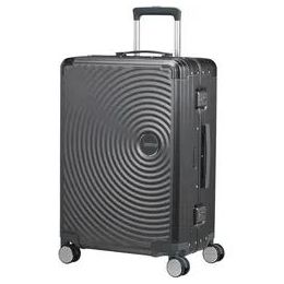 Hartschalen-Trolley American Tourister "SOUNDBOX ALU, verschiedene Gr&ouml;&szlig;en und Farben", Gr. B/H/T: 47cm x 68cm x 29cm 73 l, brushed anthrazit, Aluminium, Koffer, Hartschalen-Koffer zwei TSA-Schl&ouml;sser Aluminium-Koffer