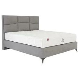 Boxspringbett Home Affaire "Violette erh&auml;ltlich in den Breite 160, 180 & 200cm", grau, B:209cm L:212cm, 100% PES, Komplettbetten, Boxspringbett, inkl. Topper und extra dicker Taschen-Federkernmatratze
