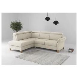 Ecksofa Home Affaire "Glendale, L-Form", creme, B:247cm H:84cm T:193cm, 95% Polyester, 5% Polyamid, Sofas, Ecksofa, inkl. Kopfteilverstellung, wahlweise mit Vorziehsitz und Bettkasten
