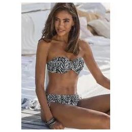 Bikini-Hose s.Oliver "Kanto", Damen, Gr. 38, N-Gr, schwarz, wei&szlig;, Microfaser, Recycling-Polyamid, bedruckt, Badehosen Bikini-Hose, seitlich regulierbar und im Animal-Design