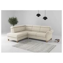 Ecksofa Home Affaire "Glendale, L-Form", creme, B:247cm H:84cm T:193cm, 95% Polyester, 5% Polyamid, Sofas, Ecksofa, inkl. Kopfteilverstellung, wahlweise mit Vorziehsitz und Bettkasten