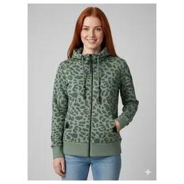 Sweatjacke Ragwear "RYLIE PRINT ZIP O", Damen, Gr. L, dusty gr&uuml;n, Sweatware, Obermaterial: 65% Baumwolle, 35% Polyester, bedruckt, gemustert, normal, Rundhals, Rippb&uuml;ndchen, Sweatjacken Sweatjacke