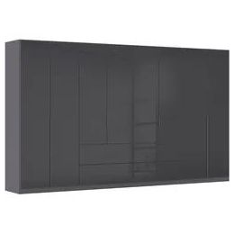 Dreht&uuml;renschrank OTTO HOME "Kleiderschrank Kleiderschr&auml;nke Schrank Garderobe AGORDO mit Glasfront", grau (graumetallic, glas basalt), B:360cm H:229cm T:54cm, Holzwerkstoff, Schr&auml;nke, Dreht&uuml;renschrank, mit Au&szlig;enschubk&auml;sten, in 7 Breiten und 2 H&ouml;hen MADE IN GERMANY