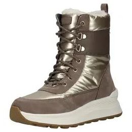 Schn&uuml;rstiefelette Geox "Geox Stiefelette Leder/Textil", Damen, Gr. 37, taupe, Leder, Textil, Schuhe Schn&uuml;rstiefelette