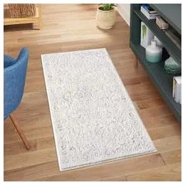 Teppich Carpet City "LOUNGE 0638", beige (creme), B:80cm H:15mm L:150cm, Obermaterial: 100% Polyester, Teppiche, Teppich, Kurzflor-Teppich Modern, Hoch-Tief-Struktur, Wohnzimmer, Schlafzimmer