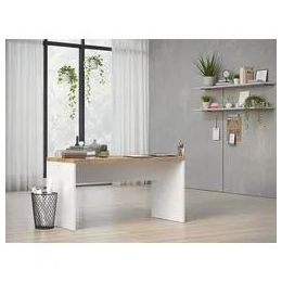 Schreibtisch Home Affaire "Easy, Computertisch &ndash; 38 mm Platte, perfekt f&uuml;rs B&uuml;ro & Homeoffice", wei&szlig; hochglanz lack, eiche cadiz dekor, wei&szlig; hochglanz lack, eiche cadiz dekor, B:138cm H:74cm T:68cm, Tische, Schreibtisch, Breite 138 cm, in 2 Gr&ouml;&szlig;en, optional erweiterbar