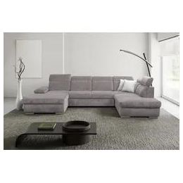 Wohnlandschaft WERK2 "Cordoba inkl. Bett, Bettkasten & Kopfteilfunktion, Breite 359 cm", braun, B:359cm H:86cm T:232cm, 100% Polyester, Sofas, Wohnlandschaft, bequem, komfortable Wellenunterfederung, inkl. Schlaffunktion, U-Form