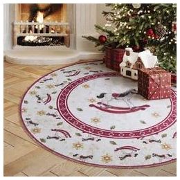 Villeroy & Boch Teppich VILLEROY & BOCH "Toy's Delight Limited Edition Santa Claus", beige (schaukelpferd), H:3mm &Oslash;:160cm, Polyester, Teppiche, Teppich, Limited Edition, Weihnachten, Wohnzimmer, Baumrock, Waschbar, Rund
