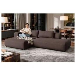 Ecksofa OTTO HOME "TIARRA Design-Sofa mit Ottomane recht/links bestellbar, Breite 287 cm", braun, B:287cm H:76cm T:168cm, 100% Polyester, Sofas, Ecksofa, L-Form mit hochelastischer Schaum und Wellenunterfederung