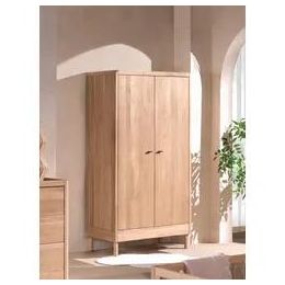 Kleiderschrank Home Affaire "Forrest mit 2 Dreht&uuml;ren (Soft-Close), Made in Europe, zeitloses Design", beige (eiche natur ge&ouml;lt), B:100cm H:190cm T:55cm, Massivholz, Schr&auml;nke, Kleiderschrank, praktische Facheinteilung, viel Stauraum, hochwertige Verarbeitung