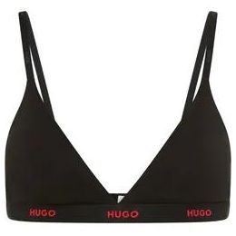 Triangel-BH HUGO UNDERWEAR "aus Stretch-Baumwolle mit Logo-Unterbrustband", Damen, Gr. M, N-Gr, schwarz 001, Obermaterial: 93% Baumwolle, 7% Elasthan, BHs Triangel-BH, mit herausnehmbaren Polstern, geformte K&ouml;rbchen