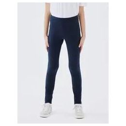 Sweatleggings name it "NKFDAVINA SOLID SWE LEGGING", M&auml;dchen, Gr. 164, N-Gr, blau (schwarz sapphir), Sweatware, Obermaterial: 95% Baumwolle, 5% Elasthan, unifarben, eng lang, Hosen