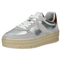 Sneaker Tamaris "Tamaris Sneaker Leder/Synthetik", Damen, Gr. 39, silber, Leder, Synthetik, Schuhe Sneaker