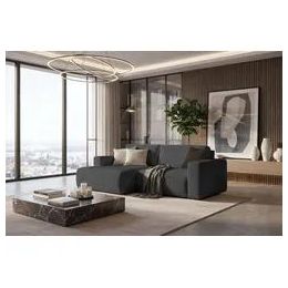 Schlafsofa Home Affaire "Noord Schlafecksofa, Breite 250 cm", dunkelgrau, B:250cm H:82cm T:143cm, 92% Polyester, 8% Nylon, Sofas, Schlafsofa, Cord, Struktur, Webstoff, mit Wellenunterfederung, Massivholzrahmen