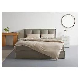 Boxspringbett "Addyson", stone, B:170cm L:230cm, 100% POLYESTER (PES), LeGer Home by Lena Gercke, Komplettbetten, Boxspringbett, Boxspringbett inkl. Topper, 2 Matratzen