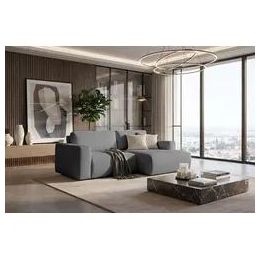 Schlafsofa Home Affaire "Noord Schlafecksofa, Breite 250 cm", grau, B:250cm H:82cm T:143cm, 94% Polyester, 6% Nylon, Sofas, Schlafsofa, Cord, Struktur, Webstoff, mit Wellenunterfederung, Massivholzrahmen