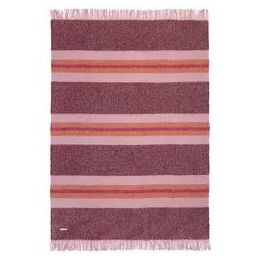 Wohndecke Tom Tailor HOME "Boucl&eacute; Stripe", rot, B:145cm L:200cm, Kunstfaser, Wohndecken, Wohndecke, aus Boucl&eacute;garnen