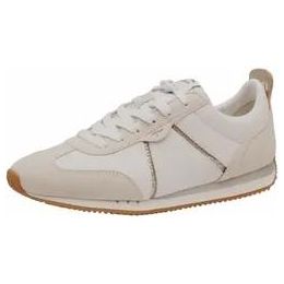 Sneaker Tamaris "Tamaris Sneaker Leder/Synthetik", Damen, Gr. 41, wei&szlig; (wei&szlig;, gold), Leder, Synthetik, Schuhe Sneaker