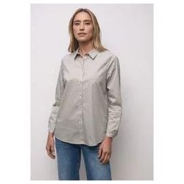 Langarmbluse Street One, Damen, Gr. 44, cotton beige, Web, 79% Baumwolle, 19% Polyamid, 2% Elasthan, gestreift, normal normal, V-Ausschnitt, B&uuml;ndchen, Blusen, aus Baumwolle mit Stretchanteil