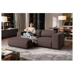 Ecksofa OTTO HOME "TIARRA Design-Sofa mit Ottomane recht/links bestellbar, Breite 241 cm", braun, B:241cm H:76cm T:168cm, 100% Polyester, Sofas, Ecksofa, L-Form mit hochelastischer Schaum und Wellenunterfederung