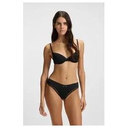 B&uuml;gel-BH HUGO UNDERWEAR "UNIQUE", Damen, Gr. 85, Cup B, schwarz 001, Obermaterial: 79% Polyamid, 21% Elasthan, BHs B&uuml;gel-BH, aus elastischer Mikrofaser mit Spitzenbesatz, geformte Caps